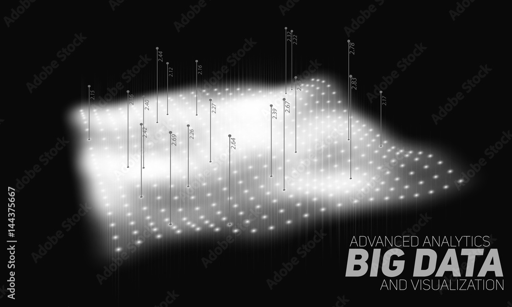 Big data plot grayscale visualization. Futuristic infographic ...
