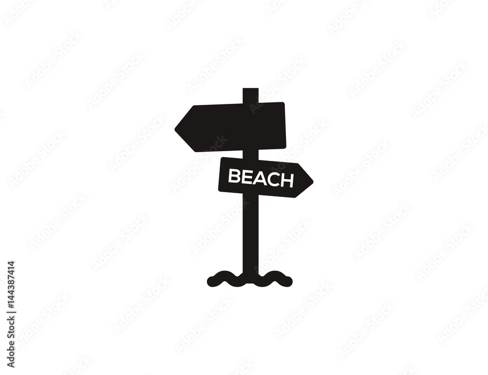Beach vector direction sign Stock Vector | Adobe Stock