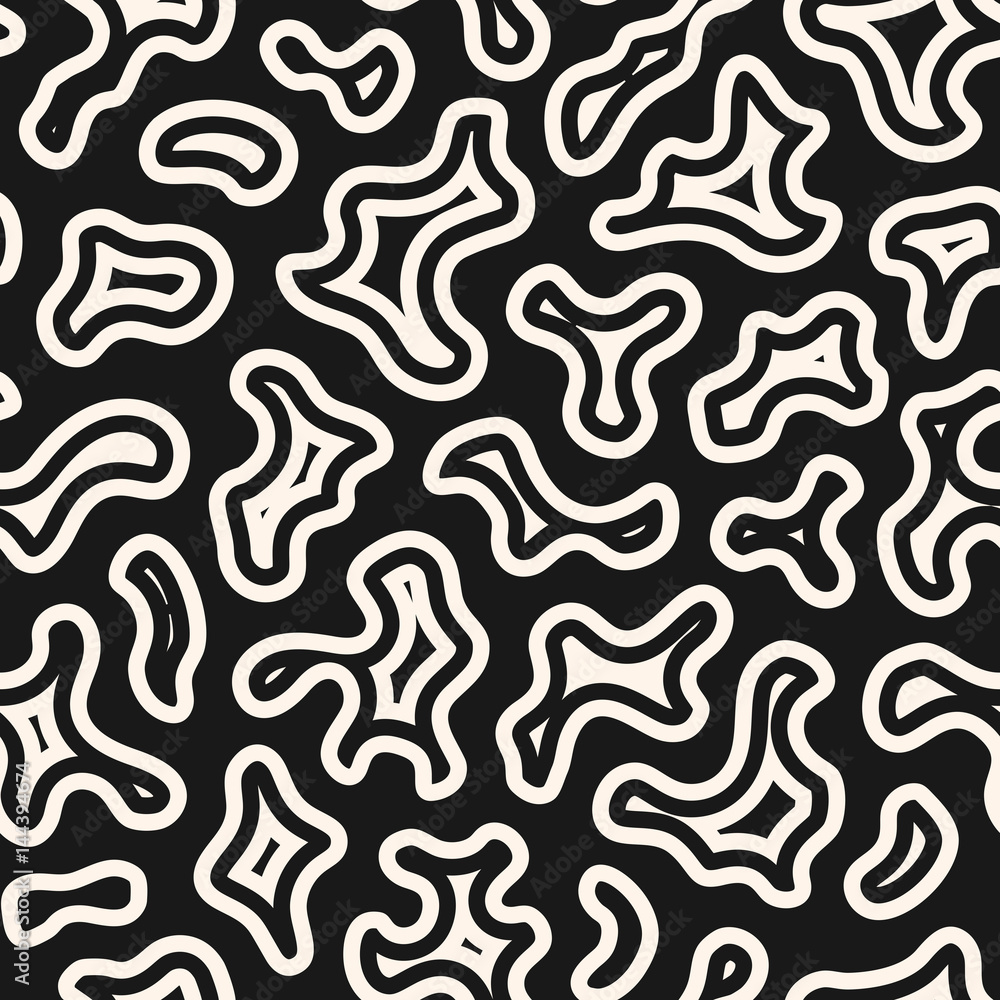 Vector seamless pattern with abstract spots. Black & white texture with ...
