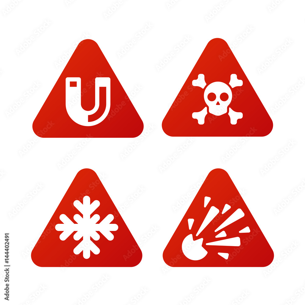 Prohibition signs set industry production vector yellow red warning ...