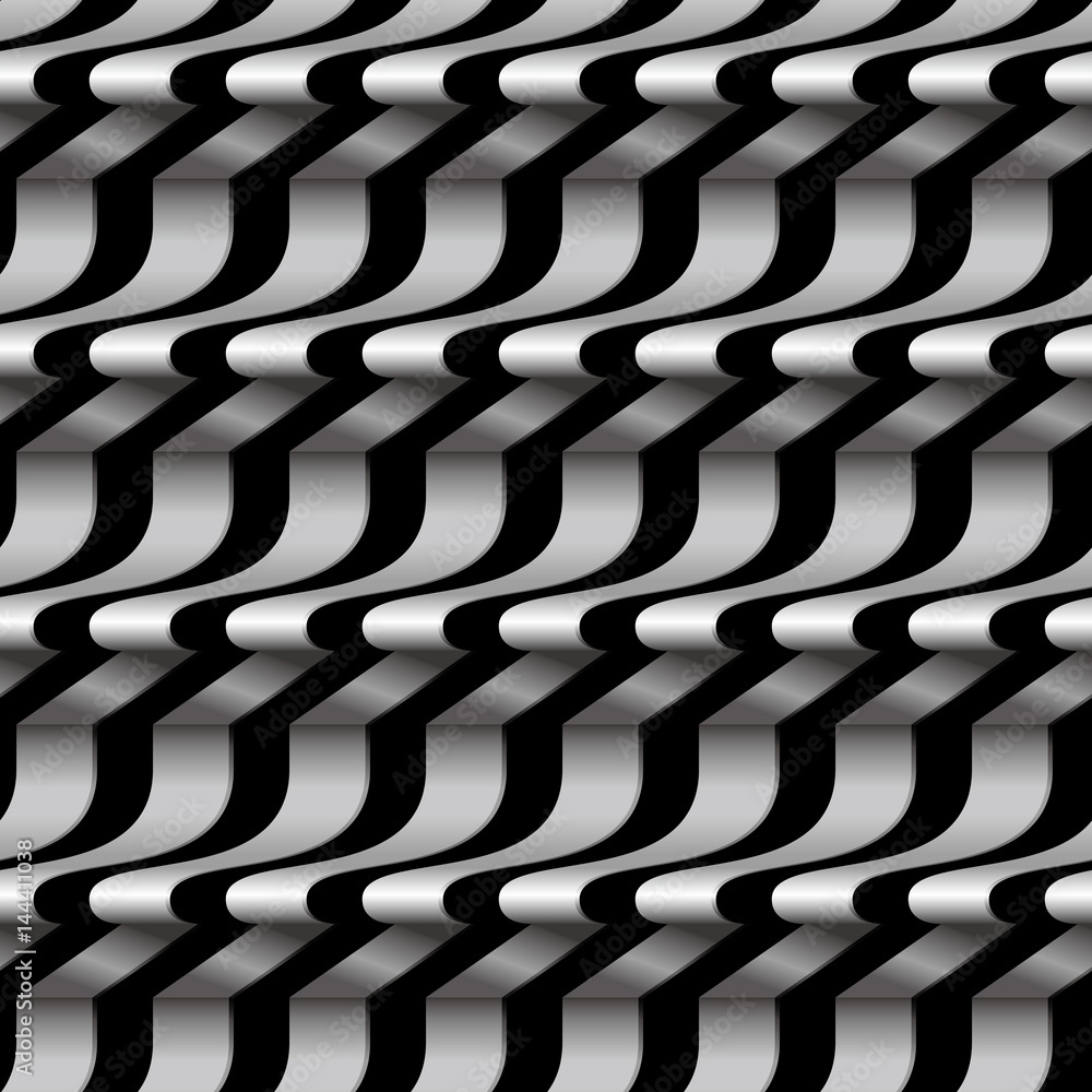 Wavy metal background. Seamless pattern.Vector. なみなみメタルパターン Stock ...