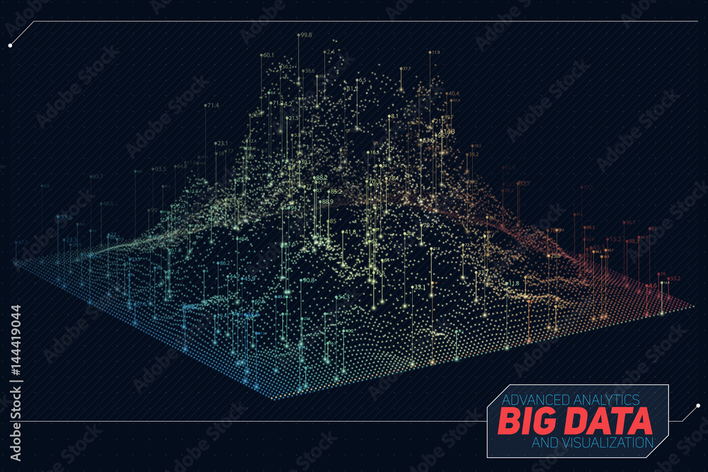 Vector abstract 3D big data visualization. Futuristic infographics ...
