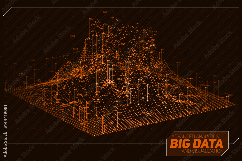 Vector abstract 3D big data visualization. Futuristic infographics ...