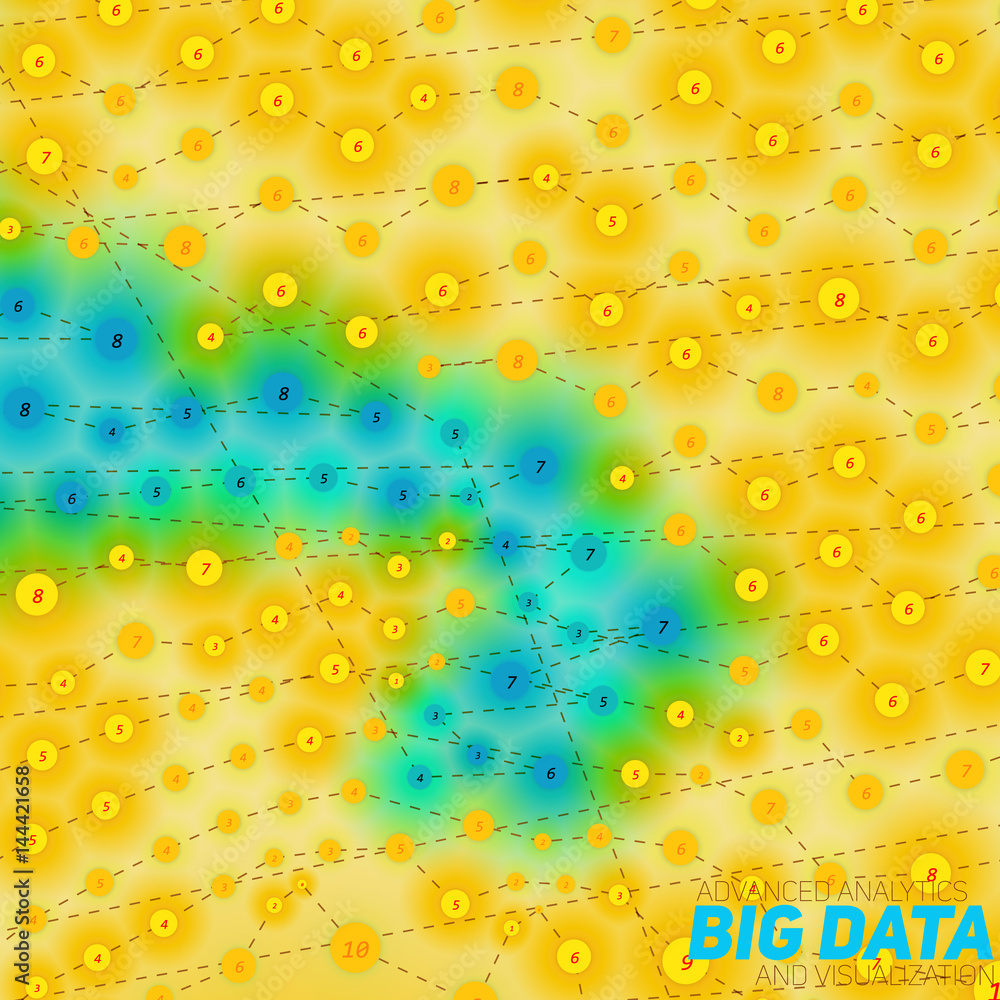 Vector abstract 3D big data visualization with nodes. Futuristic ...