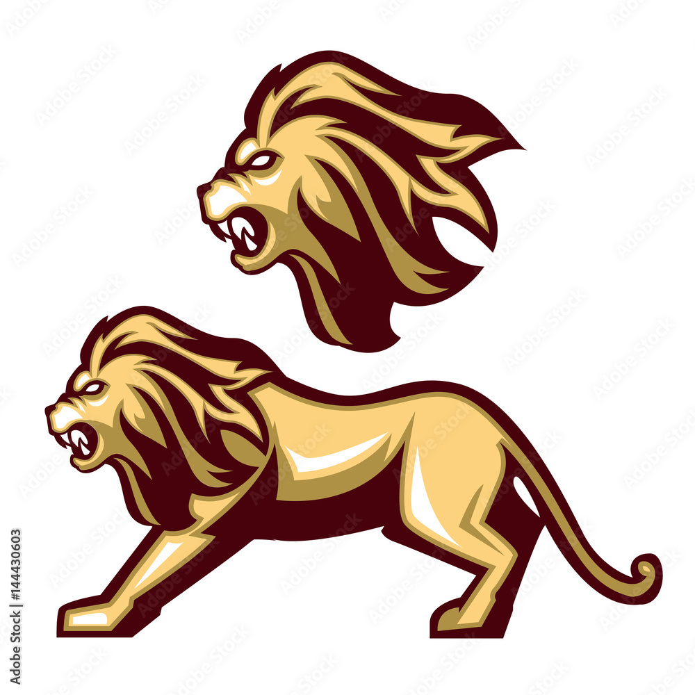 lion vector mascot set pack head and full body Stock Vector | Adobe Stock