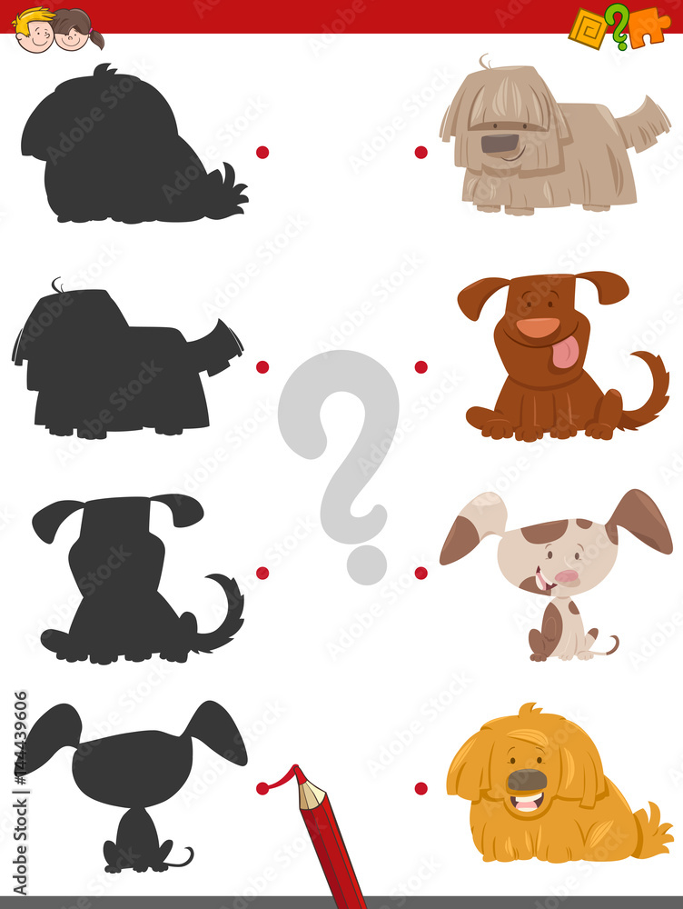 shadow activity with cartoon dogs Stock Vector | Adobe Stock