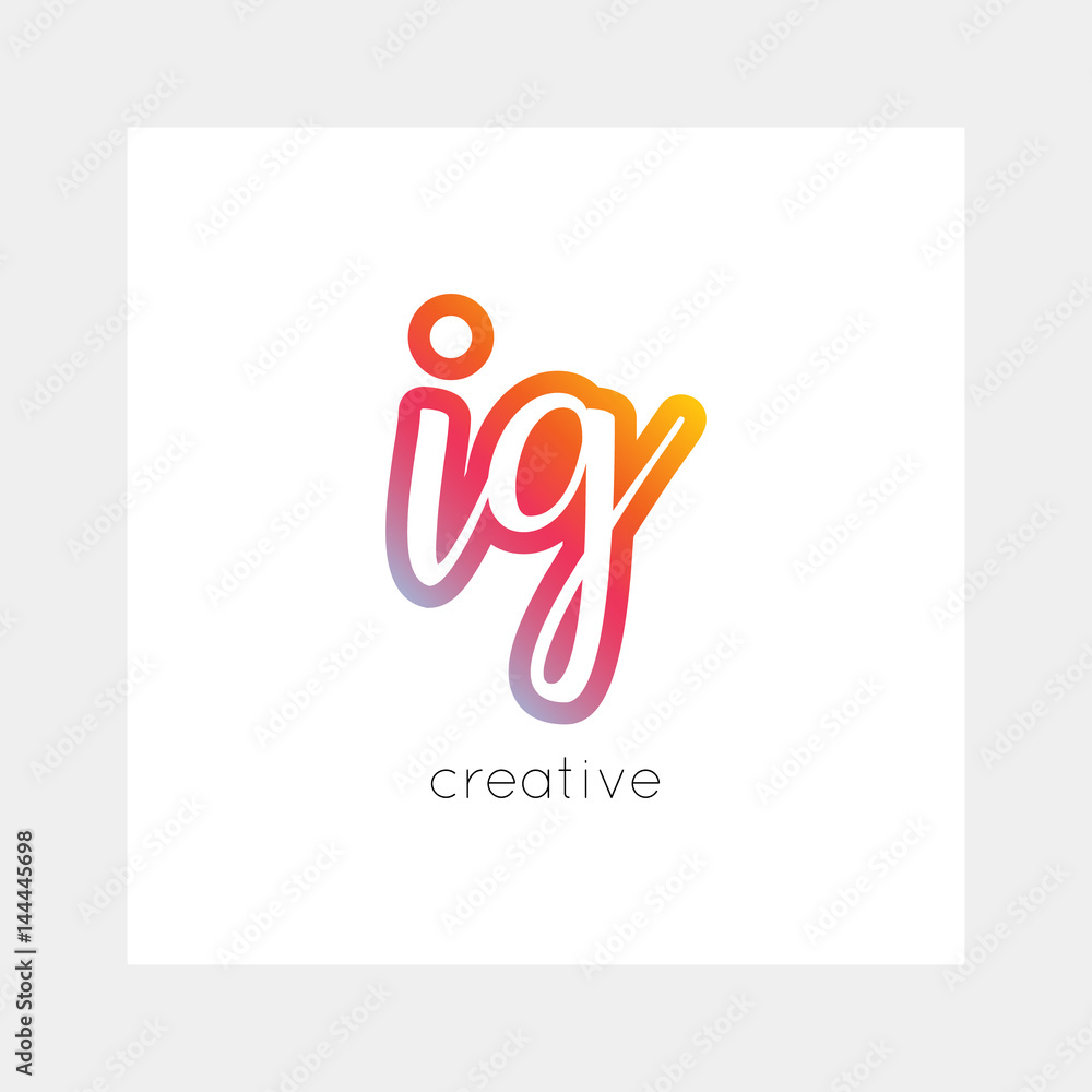 IG logo, vector. Useful as branding, app icon, alphabet combination ...