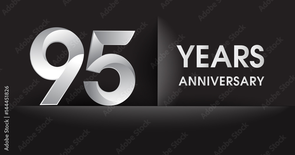 ninety five years Anniversary celebration logo, flat design isolated on ...