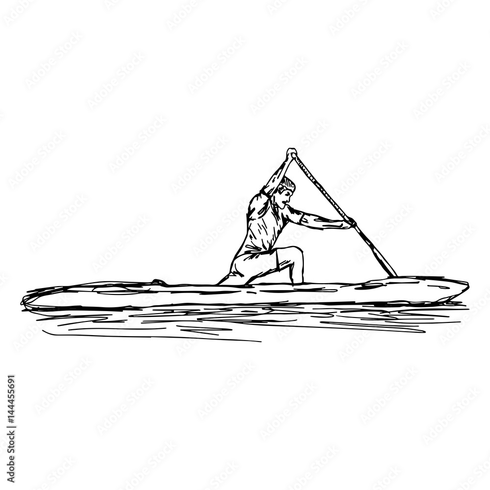 CANOE SLALOM player - vector illustration sketch hand drawn with black ...