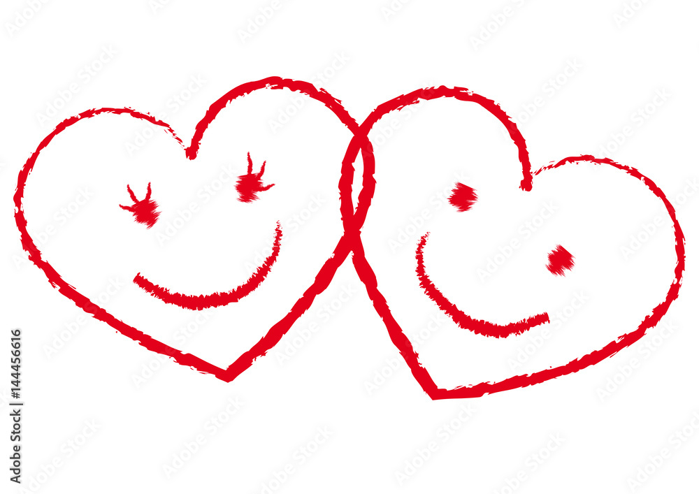 2 rote Smiley-Herzen Stock Vector | Adobe Stock
