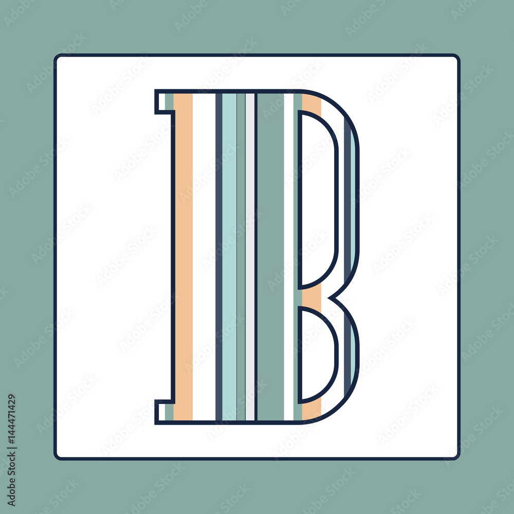 Striped colorful letter B isolated on white background. Elements for ...