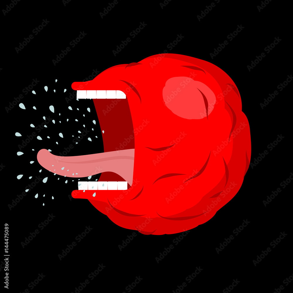 Angry emoticon screams. Open mouth and teeth. Crazy Emoji. emotion cry ...