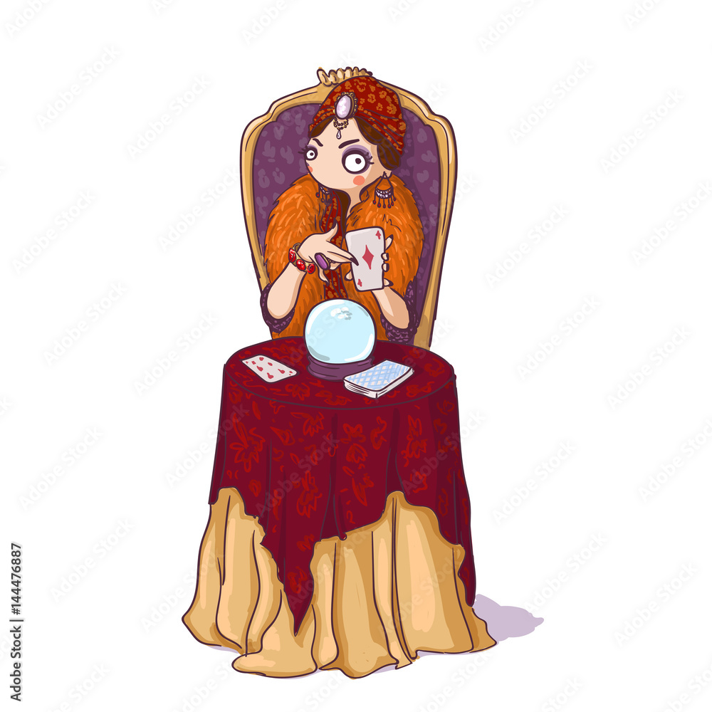 cartoon fortune teller woman Stock Vector | Adobe Stock