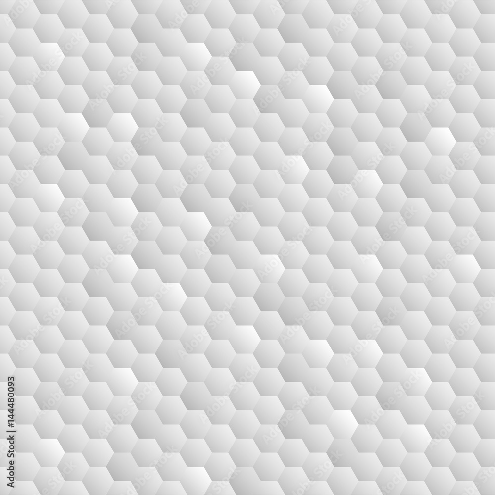 Hexagons. Background of light, gray honeycombs. Transition of shades ...