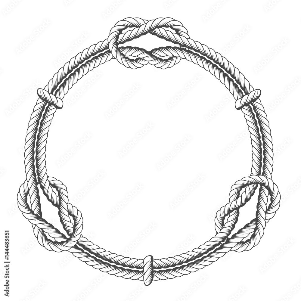 Twisted rope circle - round frame with knots Stock Vector | Adobe Stock