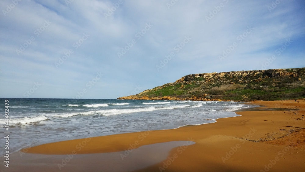 Ramla beach - The red sand beach at Gozo island, Malta Stock Photo ...