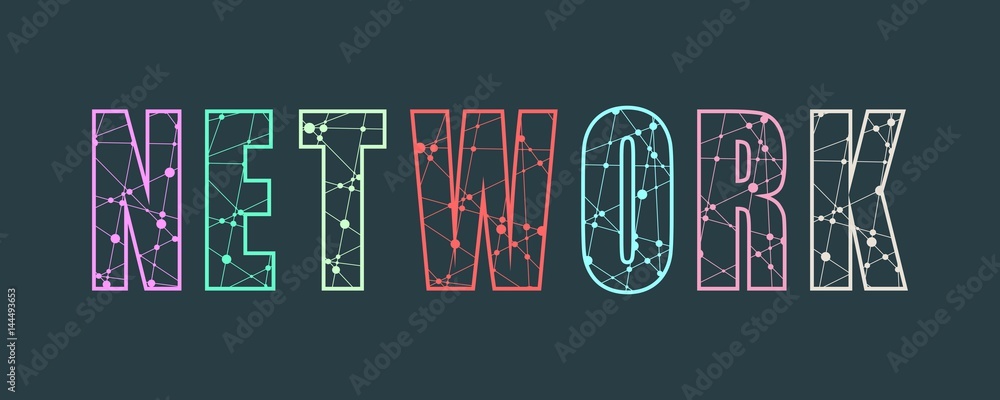 Vector creative illustration of network word lettering typography with ...