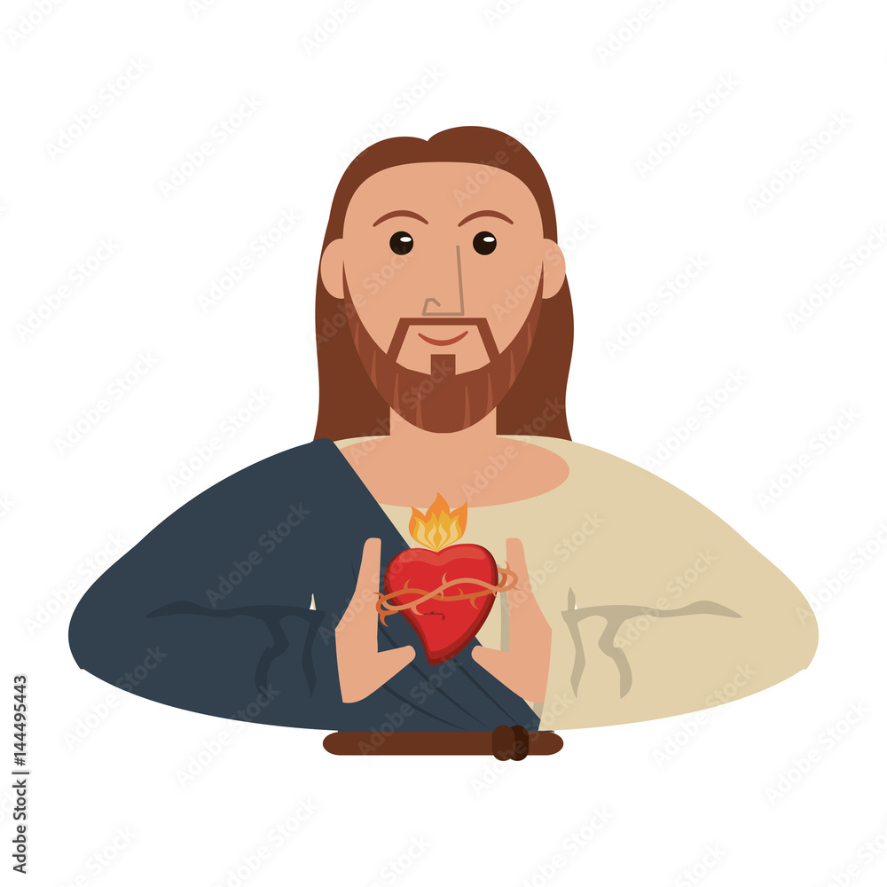 jesus christ with sacred heart vector illustration eps 10 Stock Vector ...