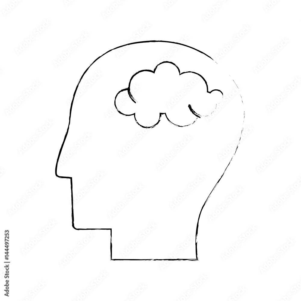 head human brain thinking sketch vector illustration eps 10 Stock ...