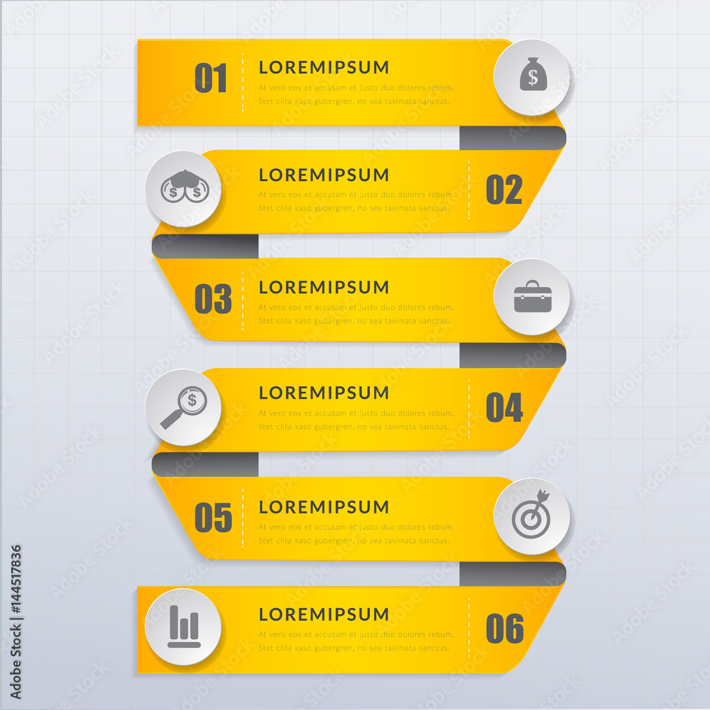 Ribbon modern design number 4 step template can used for banner ...