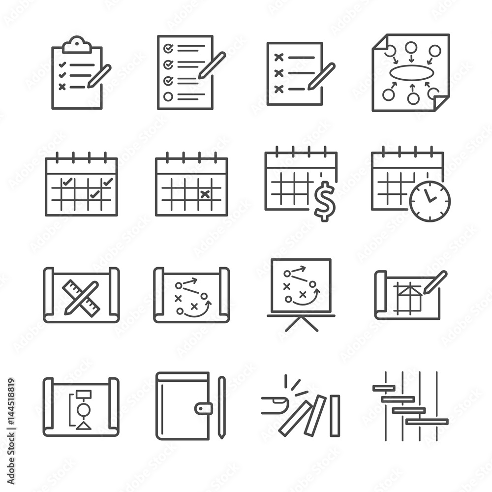 Plan and schedule icon set Stock Vector | Adobe Stock