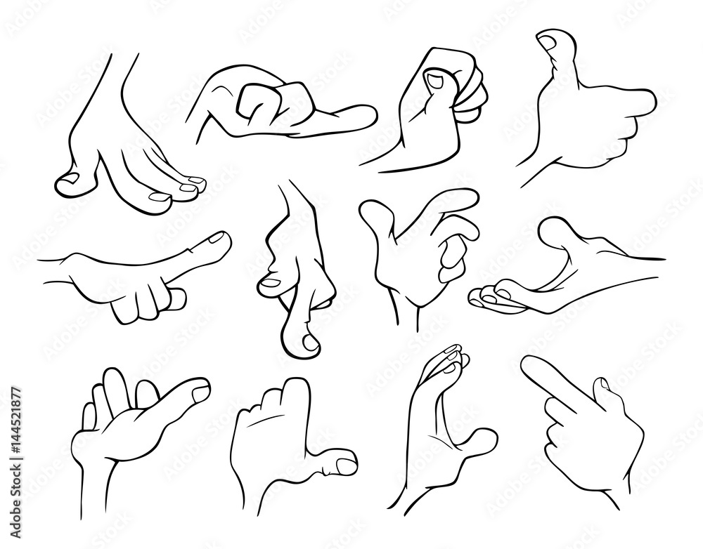 Set of Cartoon Illustrations. Hands with Different Gestures for you ...