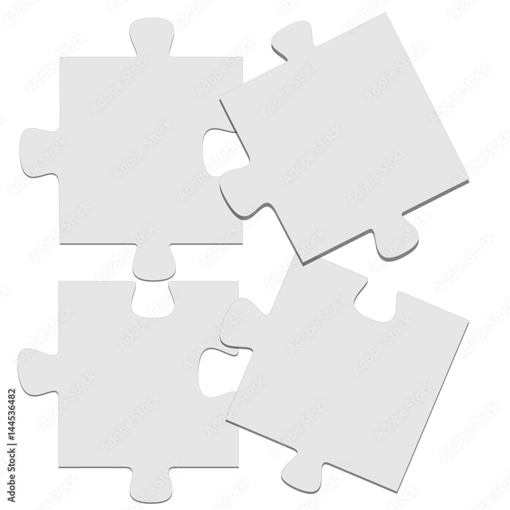 Vier graue Puzzleteile Stock-Vektorgrafik | Adobe Stock