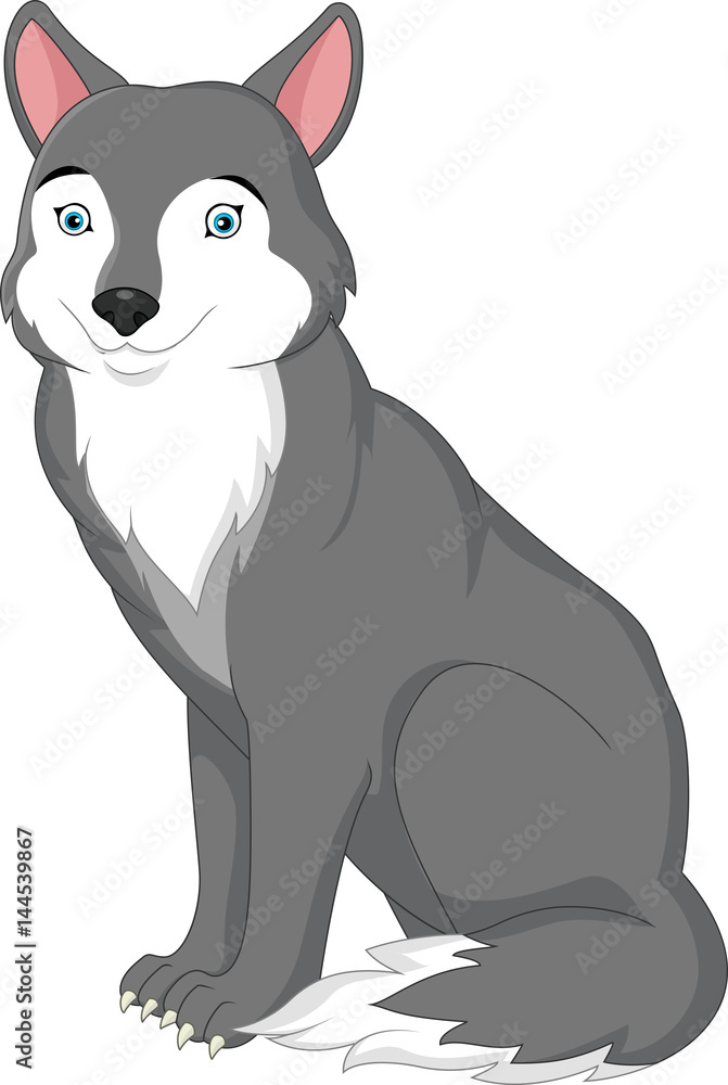 Cartoon wolf isolated on white background Stock Vector | Adobe Stock