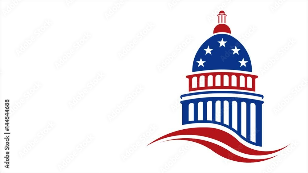 Capitol Building in Red White and Blue 4K Motion Graphic Stock Video ...