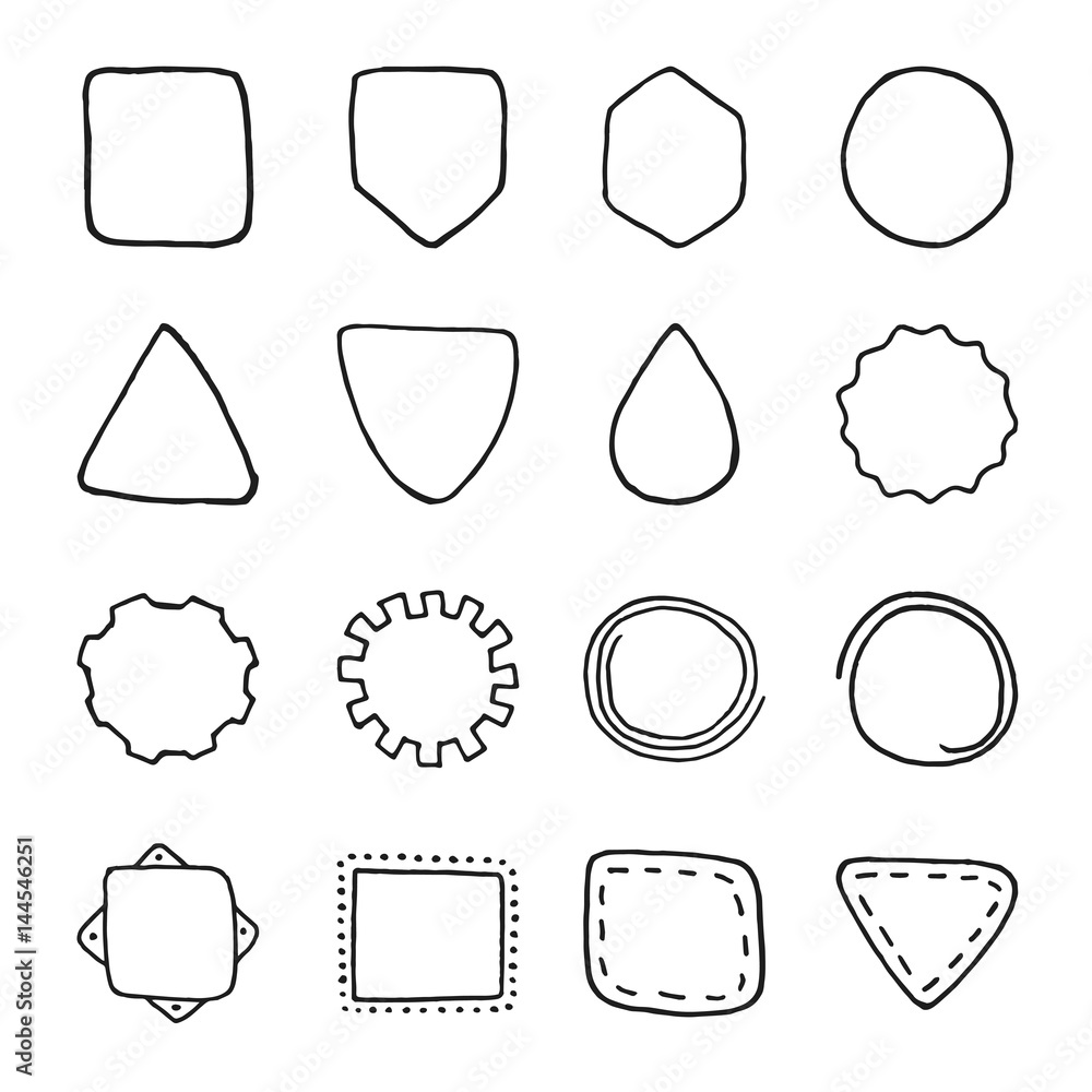 Set of vintage hand drawn vector shapes design elements, signs and ...