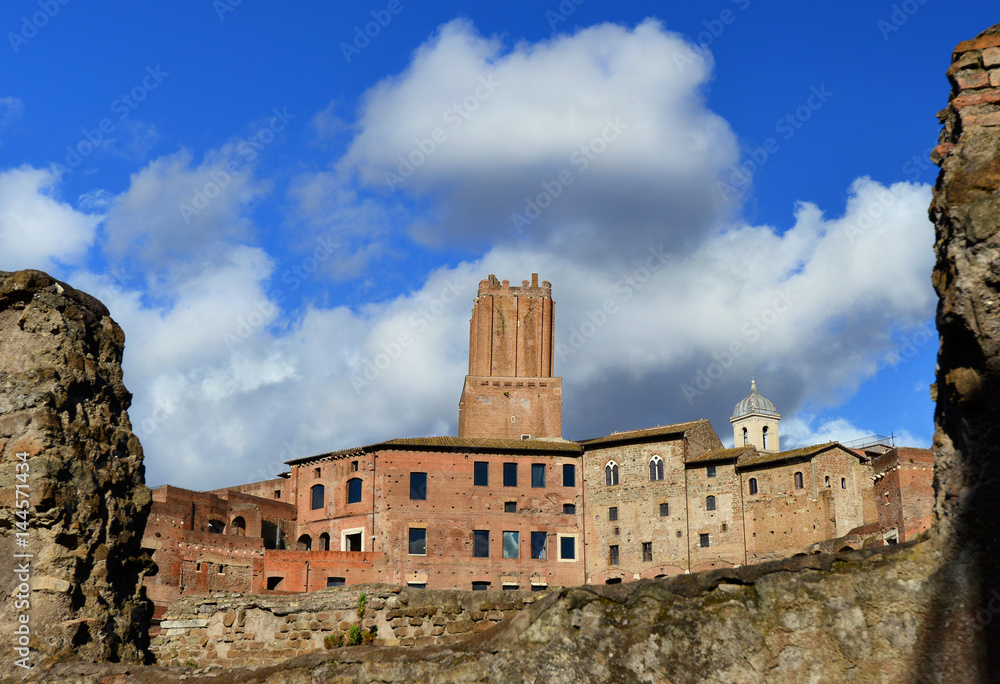 Torre delle Milizie (Tower of Militia) seen from Imperial Forum ruins ...