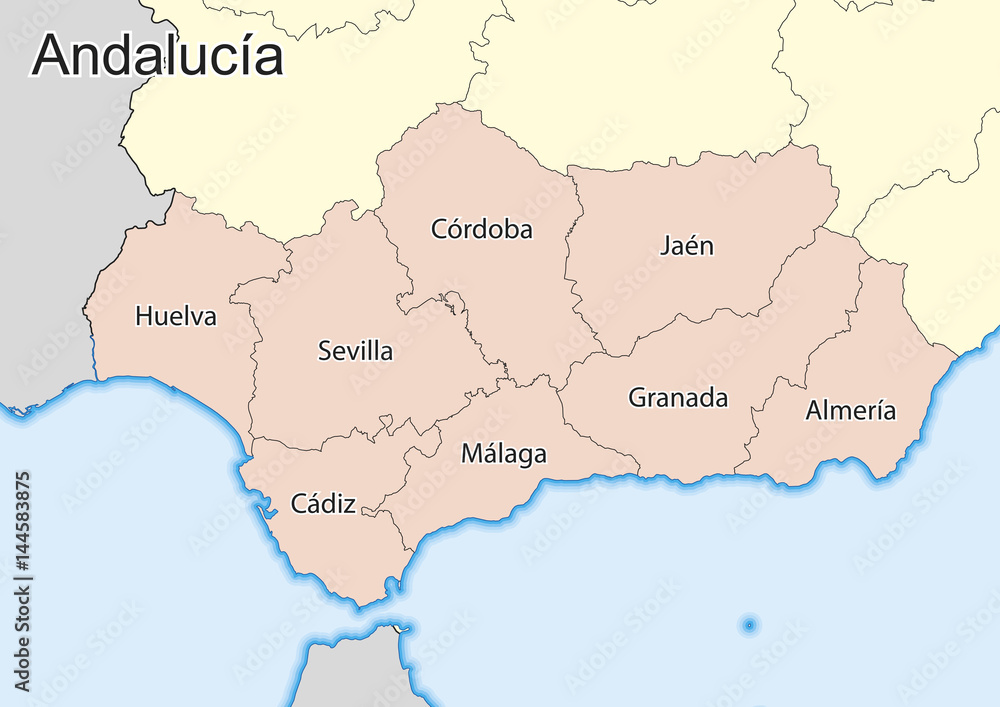 Póster Vector map of the spanish autonomous community of Andalusia ...