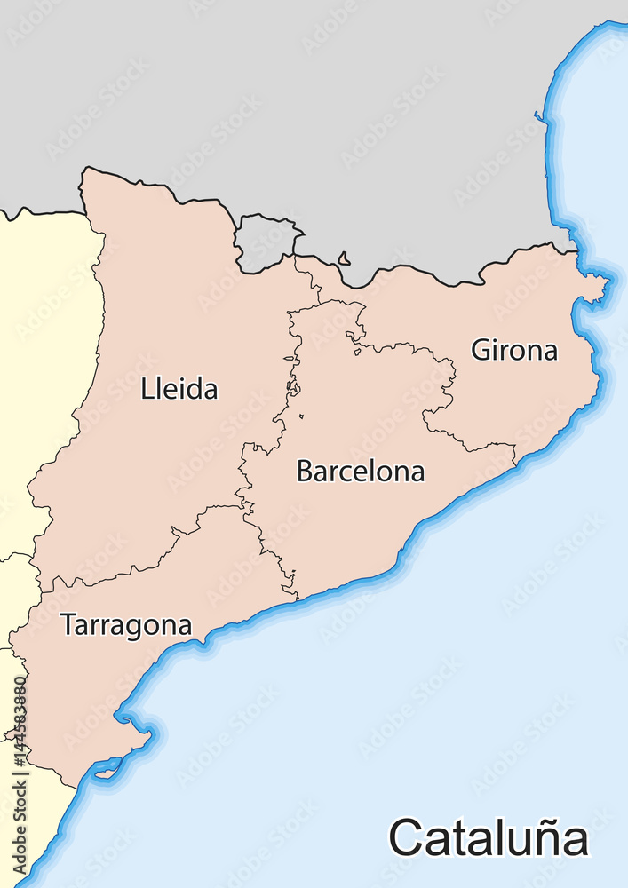 Vector map of the spanish autonomous community of Catalunya vector de ...