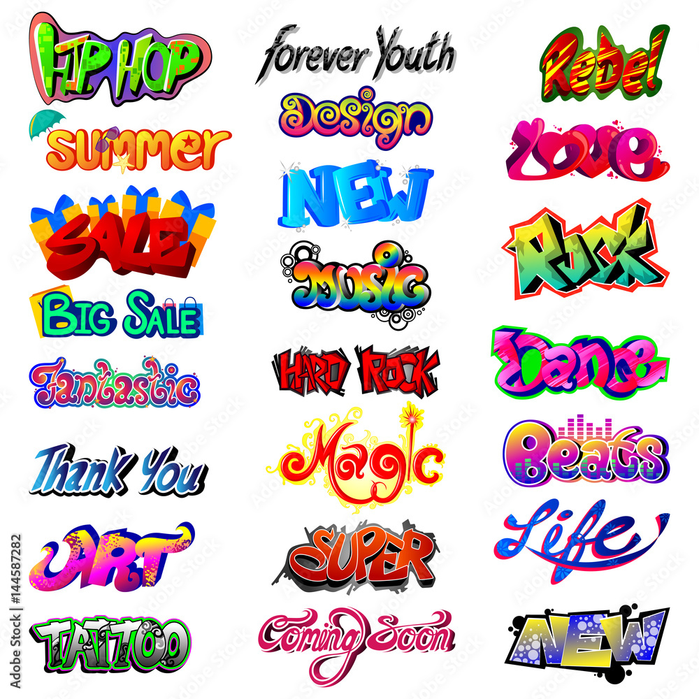 Stylish Graffiti word text label Stock Vector | Adobe Stock