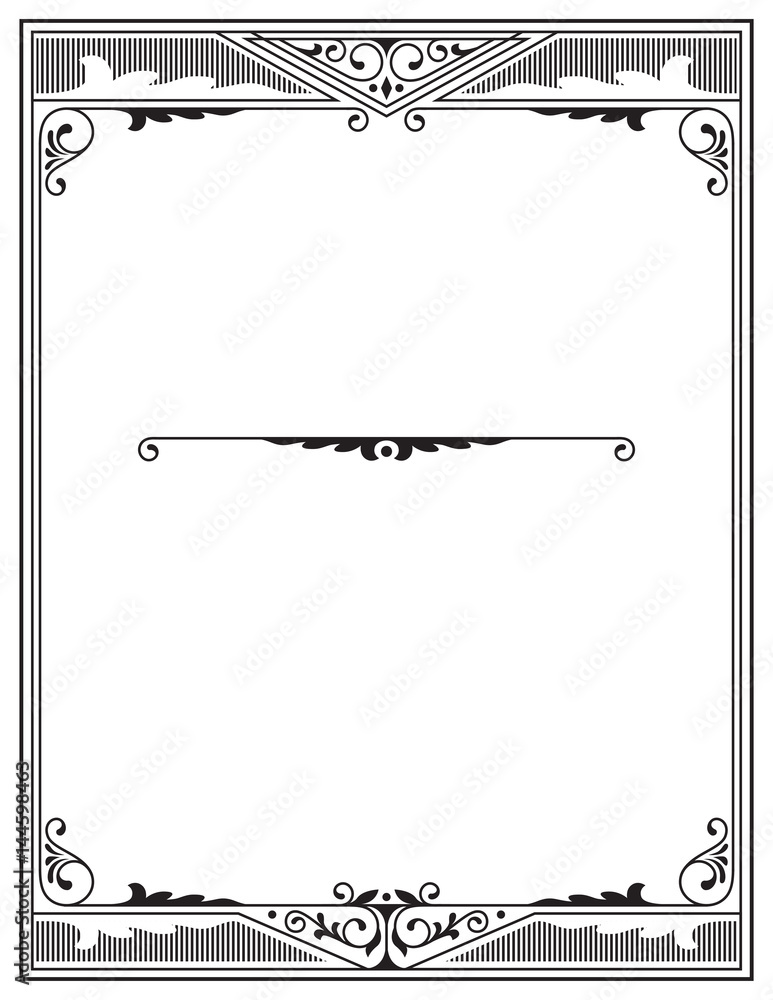 Rectangular black and white border and text divider. Letter page ...