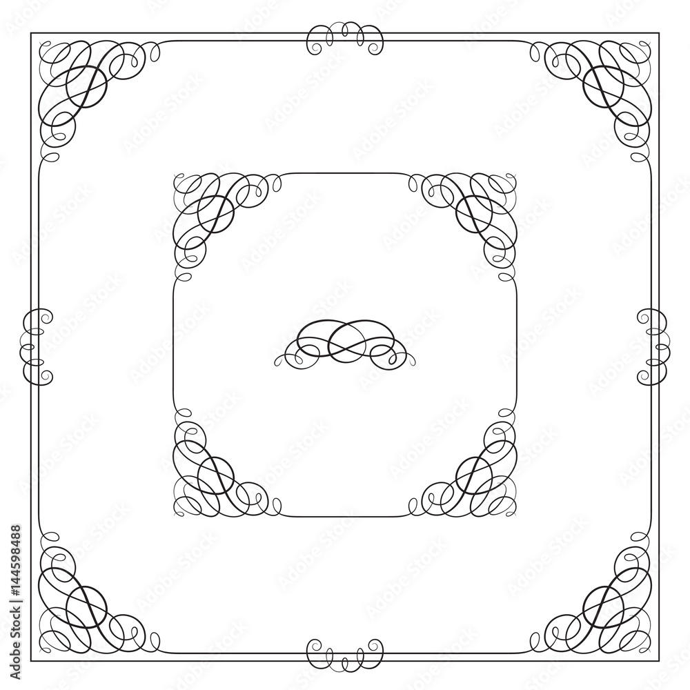 Black square ornate borders with vignette corners. Vignette, text ...