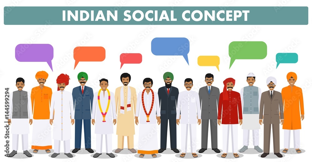 Social concept. Group indian people standing together and speech ...