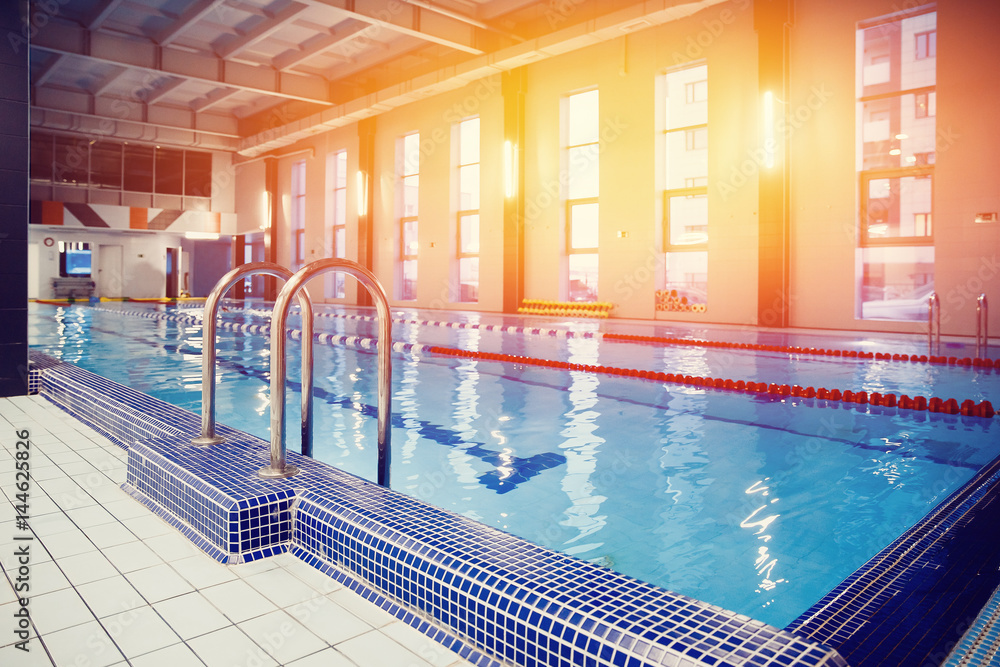 design of swimming pool in modern gym Stock Photo | Adobe Stock
