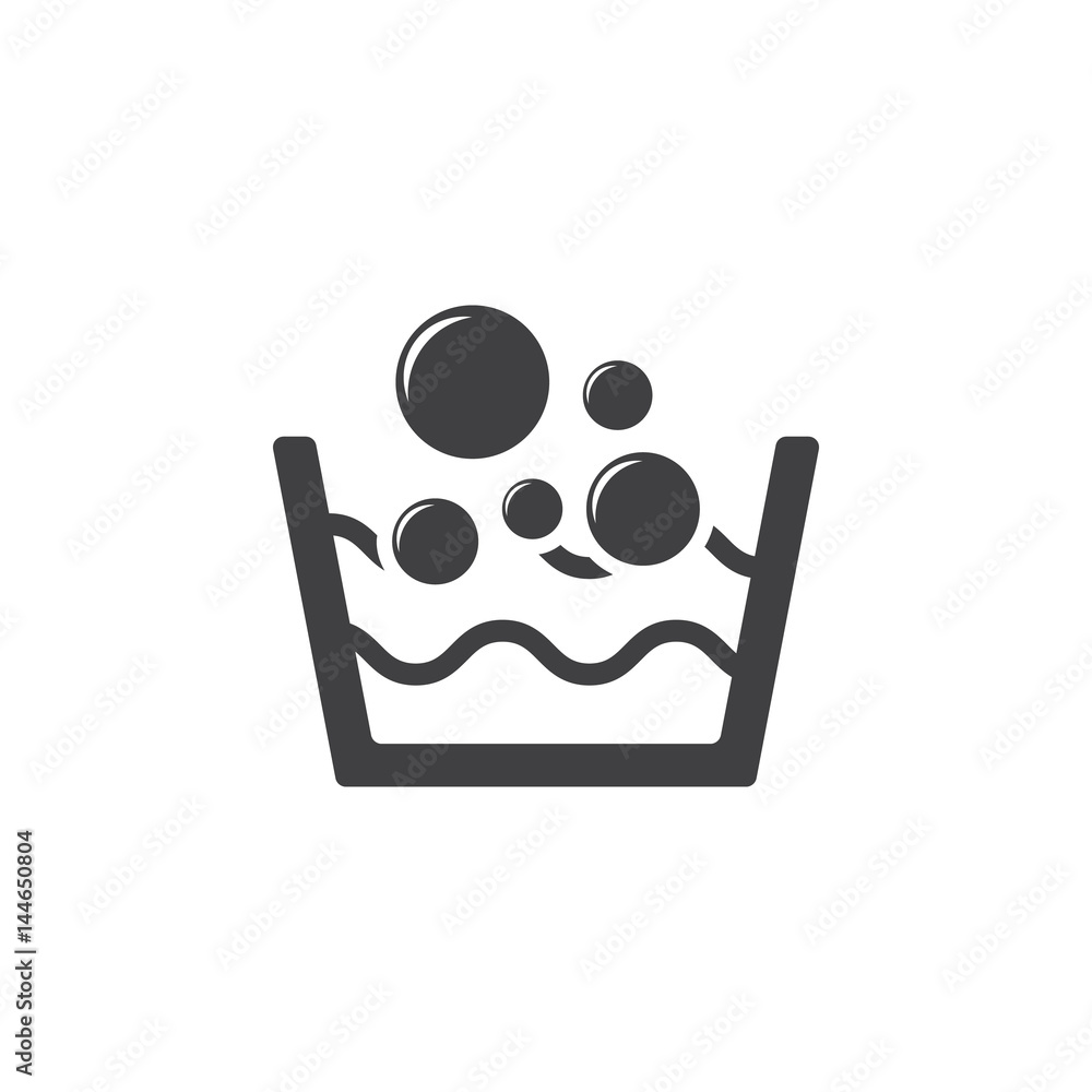Basin with soap suds and water icon. Cleaning symbol vector ...
