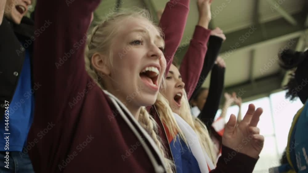 Excited sports crowd with national flags cheering on their teams vídeo ...