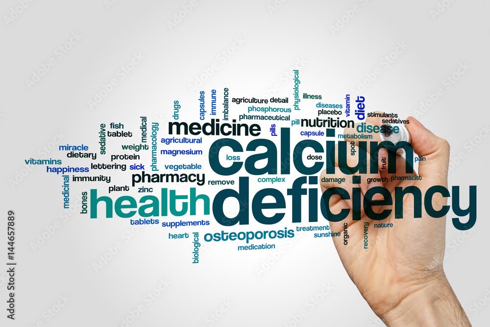 Calcium deficiency word cloud concept on grey background Stock Photo ...