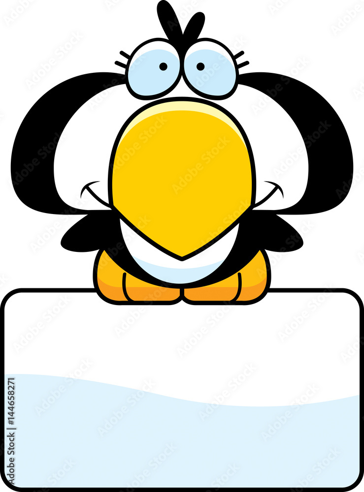 Cartoon Penguin Sign Stock Vector | Adobe Stock