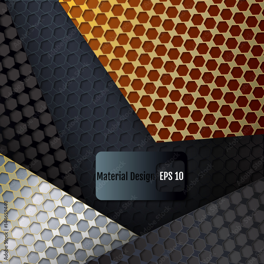 Overlapping carbon grid. Material Design concept. Hexagon grid ...