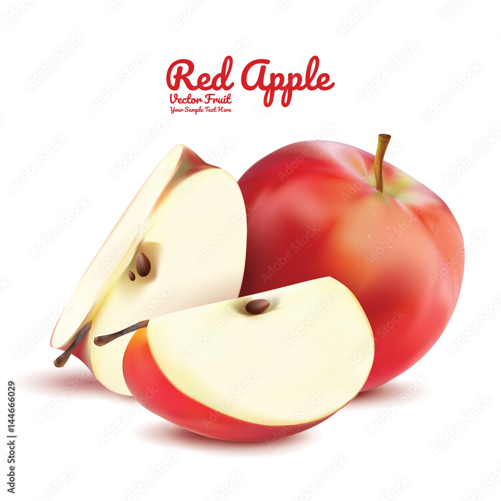 Red apple set isolated. fruits vector illustration. Apple realistic ...