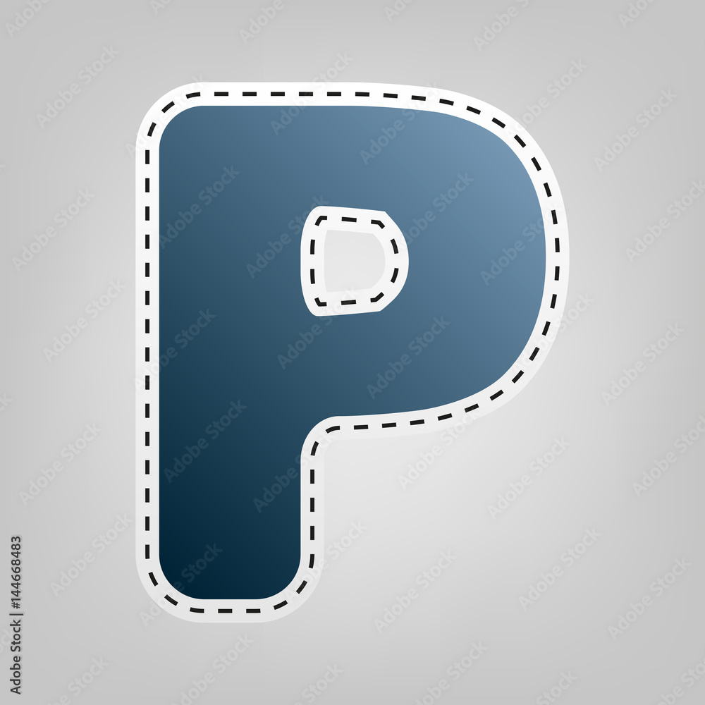 Letter P sign design template element. Vector. Blue icon with outline ...