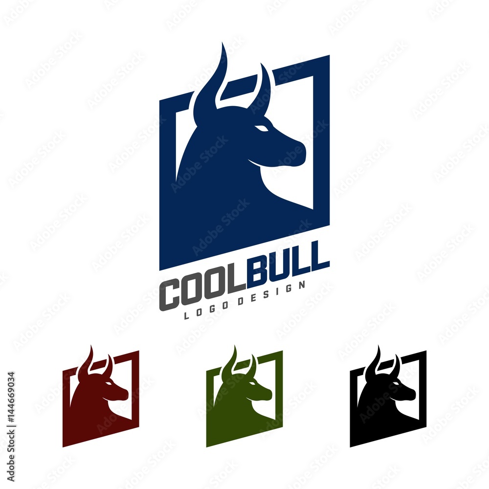 Bull Logo, Cool Bull Logo, Square Bull Design Logo Vector Stock Vector | Adobe Stock
