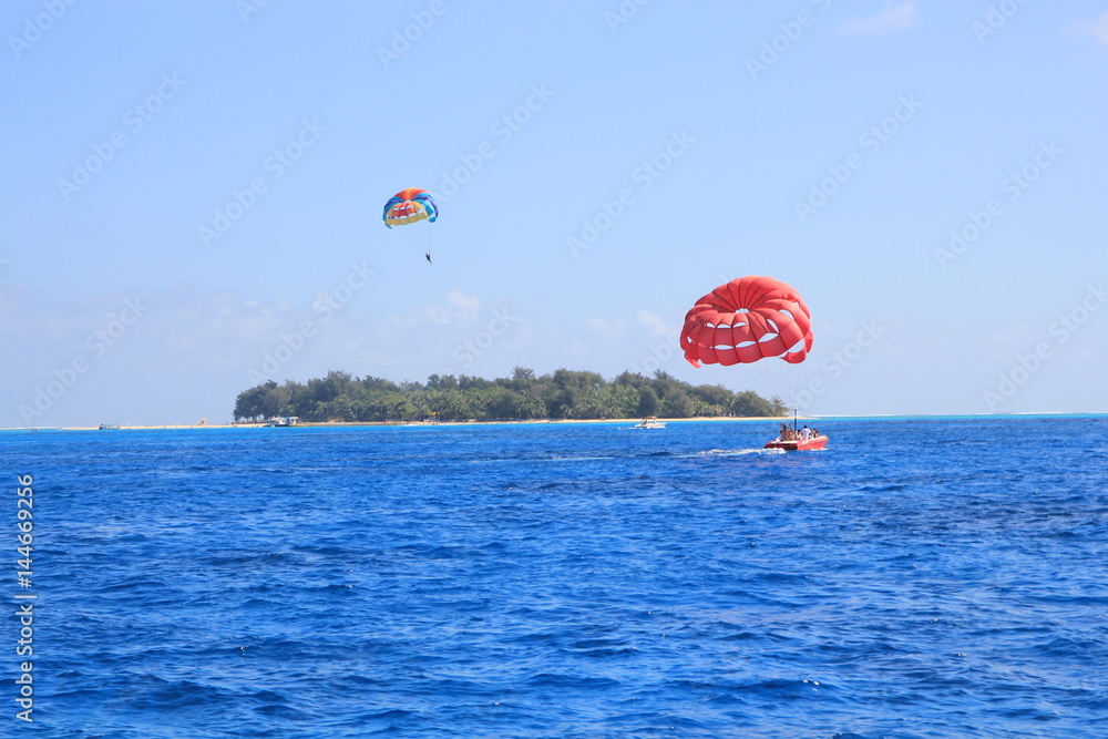 Parasailing at Managaha Island, Saipan, Northern Mariana Islands ...
