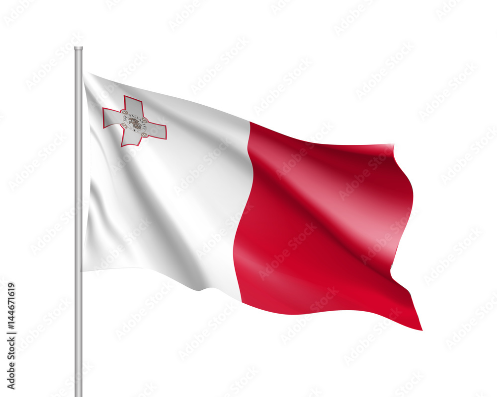 National flag of Malta republic. Patriotic sign in official country ...