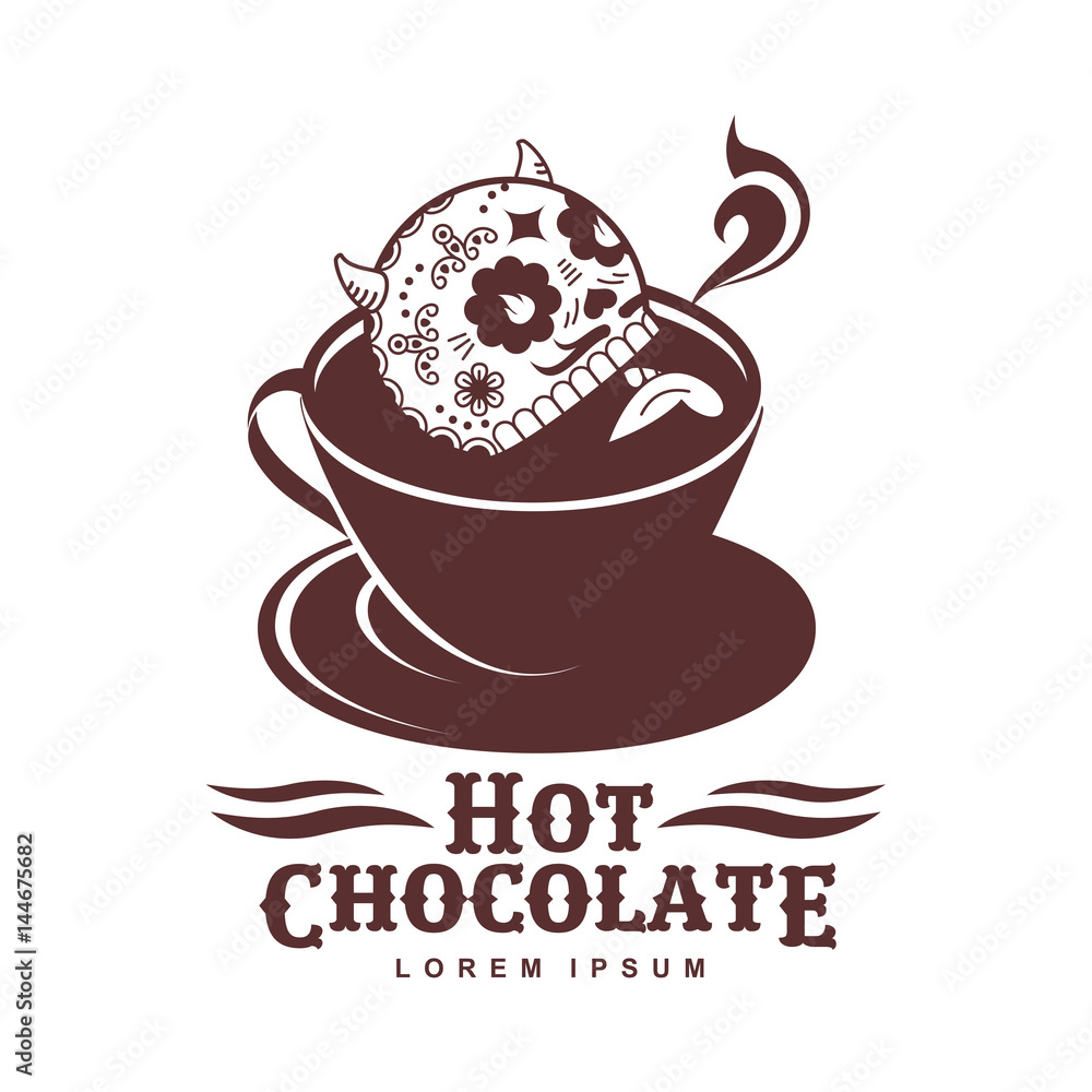 Vector logo template hot chocolate. Hot cocoa, marshmallow. Vector ...