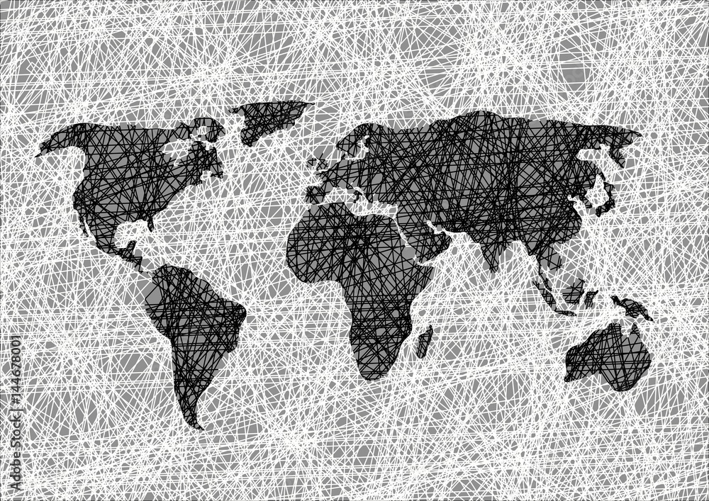 Pencil drawing sketch world map Vector illustration Stock Vector ...